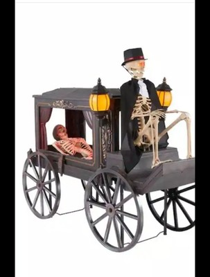 Home Accents Holiday 5ft. Animated LED Haunted Hearse With Skeleton ...