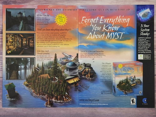 Real Myst PC Game Big Box Vintage Double Page Promo Ad Art Print Poster ...