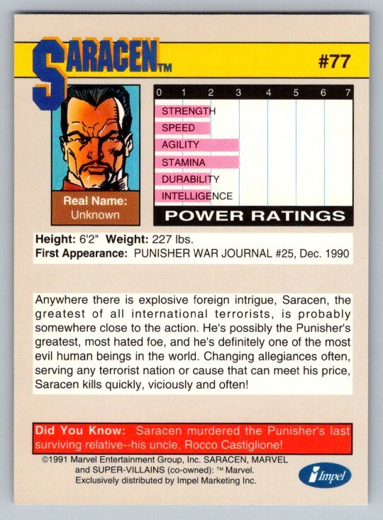 1991 Impel Marvel Universe II #77 Saracen | eBay