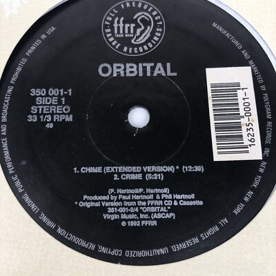 Orbital CHIME RARE 12" 1990 VINYL TECHNO Extended Version Joey Beltram ...