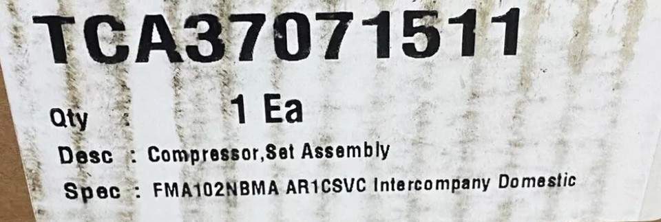 LG Compressor Part # TCA37071511 Sub To TCA37032028 & TCA37032002 ...