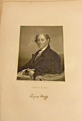 RUFUS KING ~Portrait/Print Engraved by T. Kelly FOUNDING FATHER ...