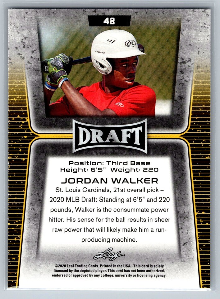 2020 Leaf Draft Jordan Walker Rookie St. Louis Cardinals RC #42 | eBay