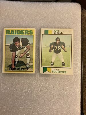 Vintage Raiders Rookie Lot Gene Upshaw 1972 #186 &Art Shell 1973 #77 EX ...