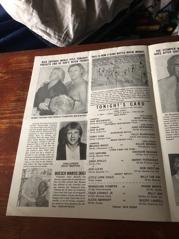 Vintage 07/02/1982 Houston, TX Paul Boesch Wrestling Program NWA/UWF ...