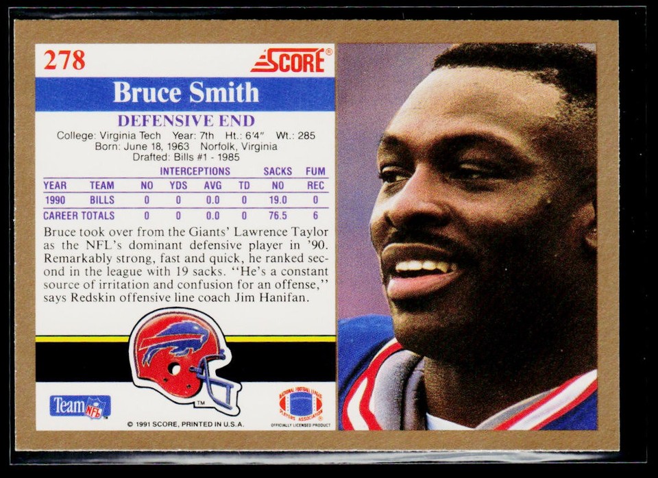 1991 Score #278 Bruce Smith | eBay