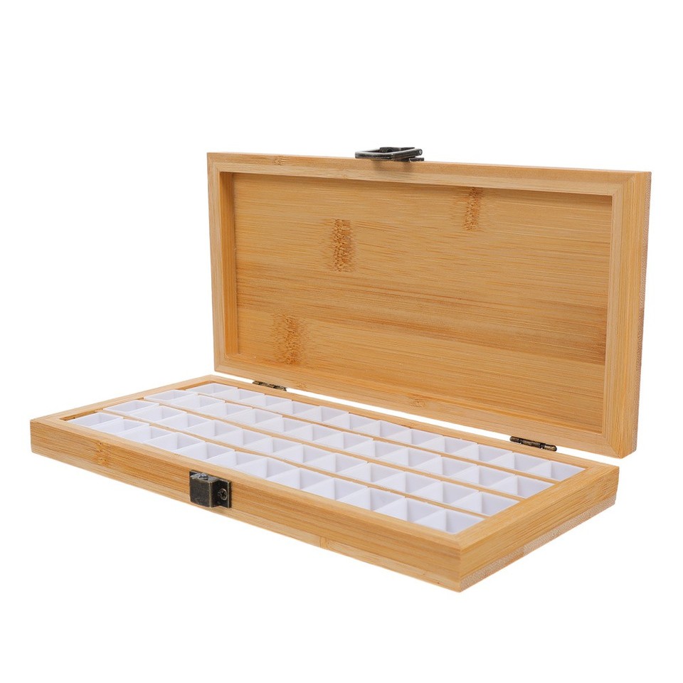 Paint Palette Box: 48-Grid Empty Water Color Pan Set - Bamboo ...