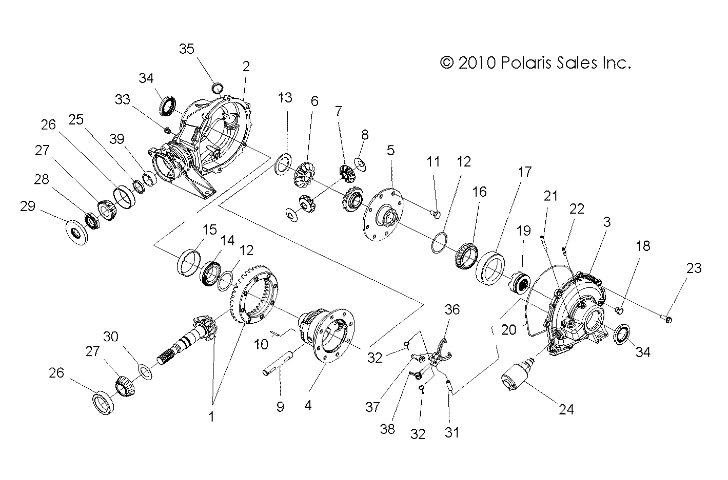 12 Polaris Ranger Crew Diesel Rear Diff Differential 1332927 for sale ...