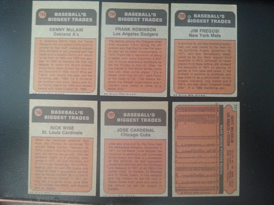 1972 Topps Baseball VG-EX Set Break RARE HI Number #756 Rick Wise ...