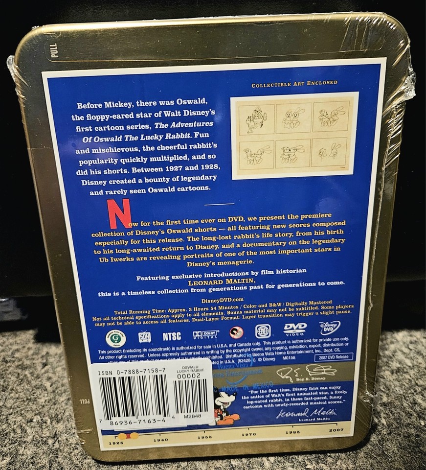 WALT DISNEY TREASURES OSWALD THE LUCKY RABBIT 2 DISC DVD SET w/ BUTTON ...