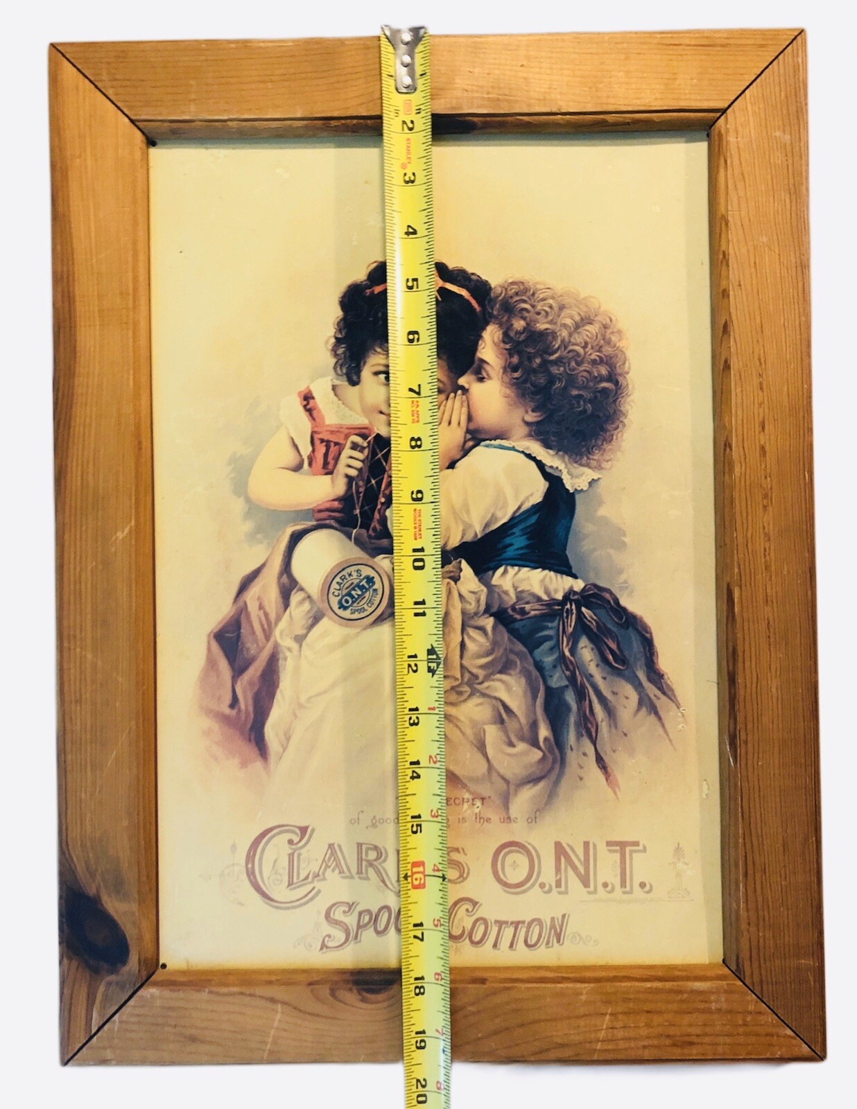Vintage Clarks ONT Spool Cotton Wood Frame Metal Advertising Sign Ad 19 ...