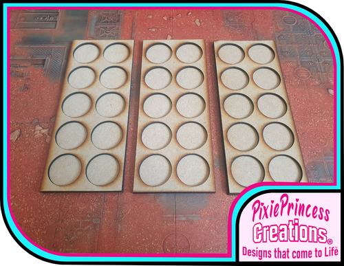 3x 32mm Round Movement Trays A 10 Spaces 5x2 rows MDF Suitable for ...