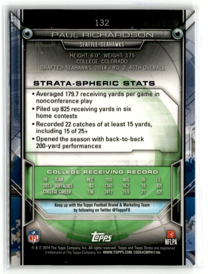 Paul Richardson Seattle Seahawks 2014 Topps Strata Purple #132 | eBay
