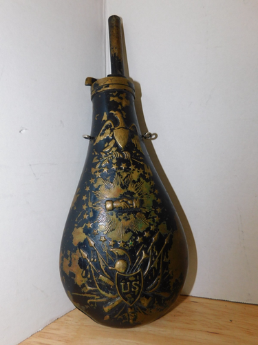 Reproduction Peace Flask with Eagle Black Gun Powder Rifle Flask Civil ...