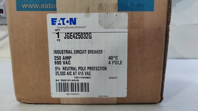 NEW EATON JGE425032G CIRCUT BREAKER 250 AMP JG FRAME 4 POLE 600 VOLT | eBay