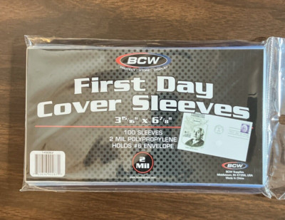 1 Package 100 BCW First Day Cover Sleeves Standard Size 2 Mil No PVC ...