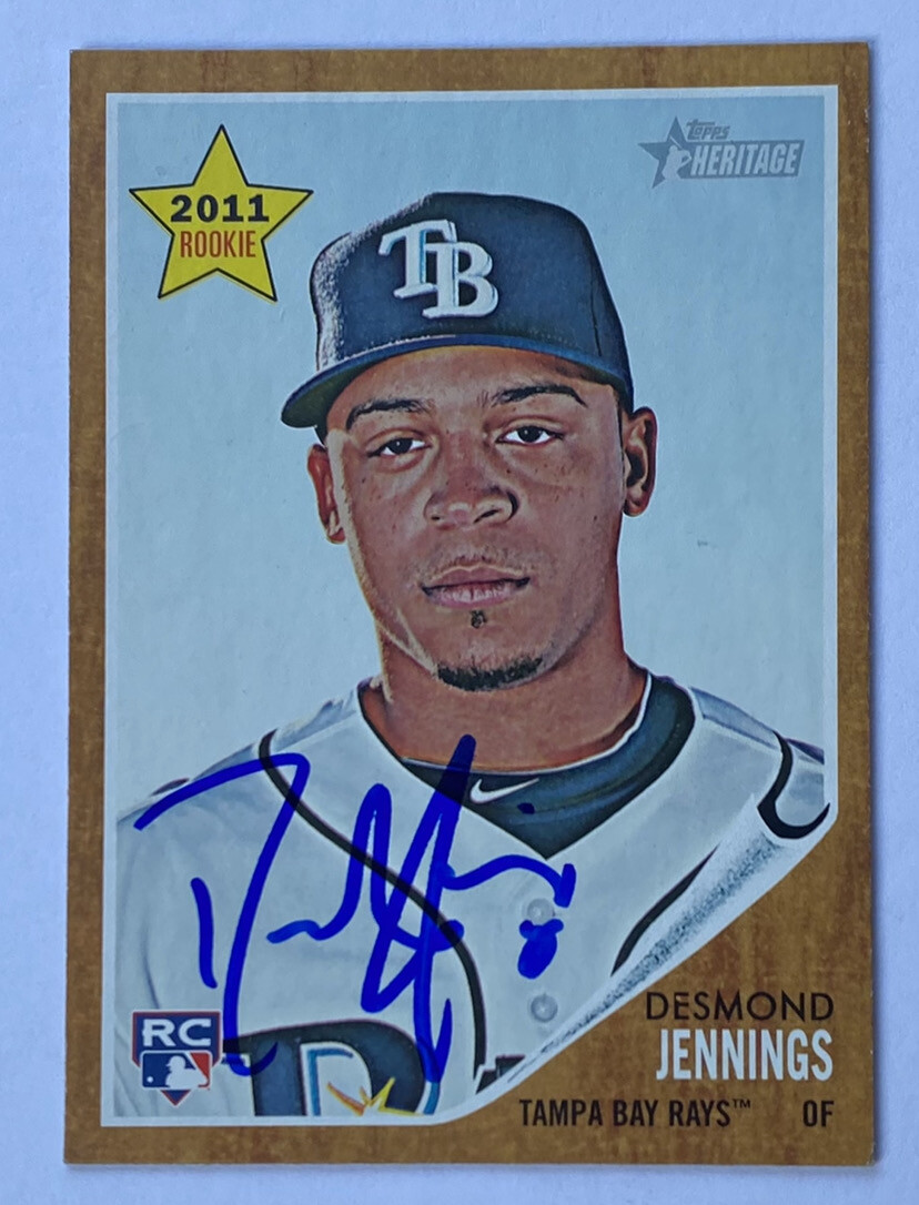 Desmond Jennings Signed Topps #387 2011 Rookie Card Tampa Bay Rays Auto ...