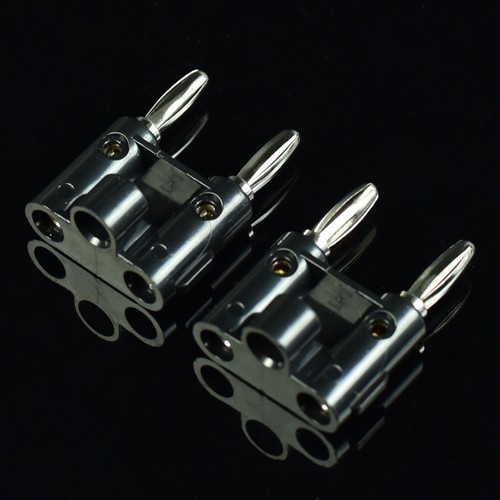 2pcs Dual Banana Plug 2 Conductor Terminal Gold Plated Speaker ...