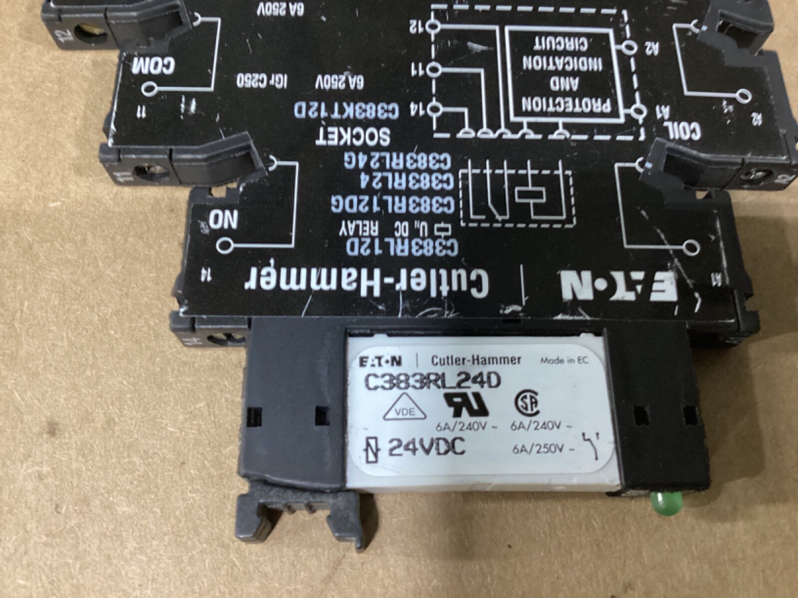 Lot of 2/Cutler Hammer C383RL24D Relays With C383KT12D Sockets ...
