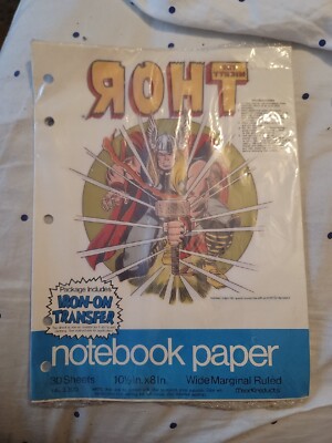 THE MIGHTY THOR = Original Notebook Paper W/ Iron On Transfer Sealed | eBay