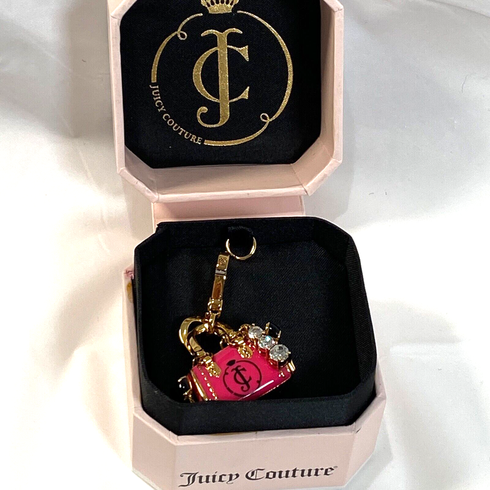 Juicy Couture Charm Pink Daydreamer Bag Black Enamel Bows Crystals ...