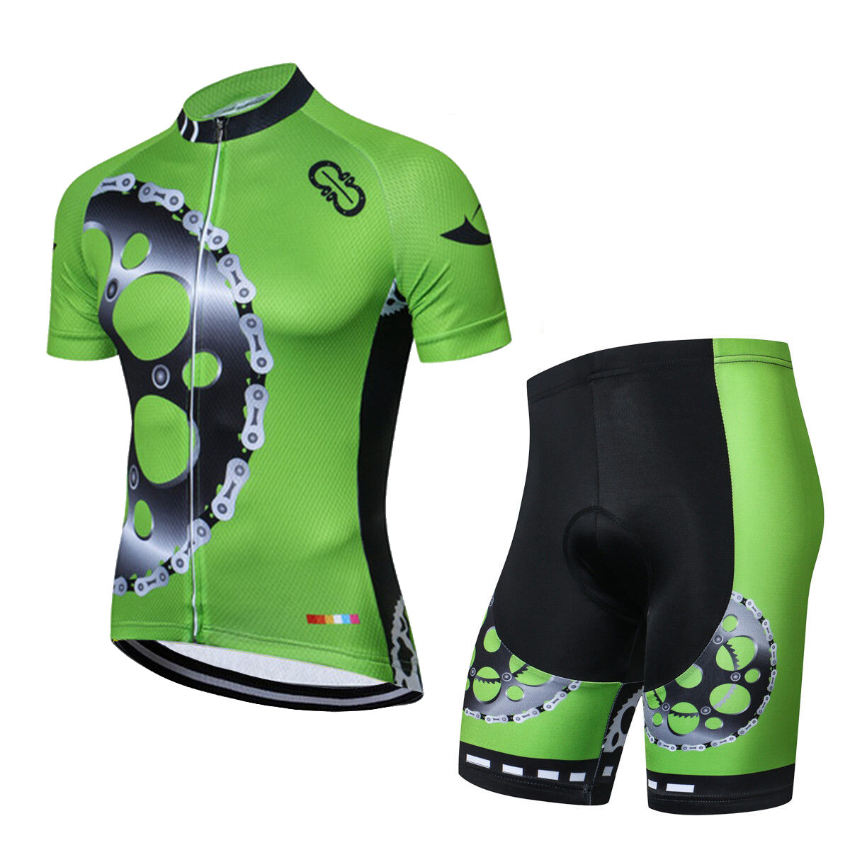 Men's Cycling Kit Reflective Biking Jersey and Spandex Cycle Shorts ...