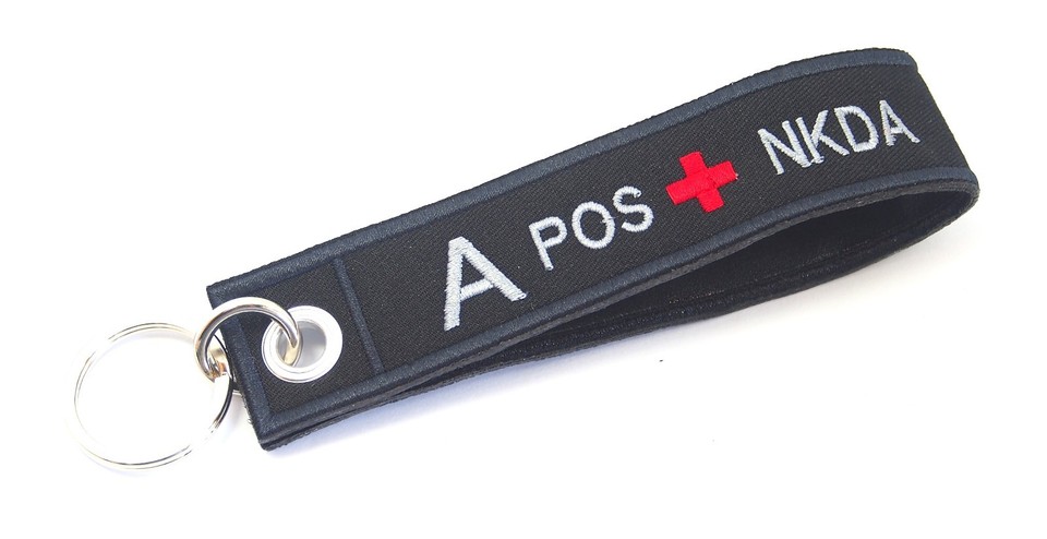 CUSTOM NAME BLOOD TYPE ARMY BIKER MOTORCYCLE KEYCHAIN EMBROIDERED TAG ...