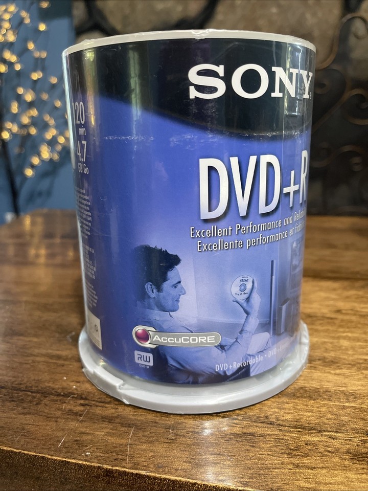 Sony DVD+R 4.7 GB AccuCore Recordable DVDs Physical Media 100 Disc Pack ...