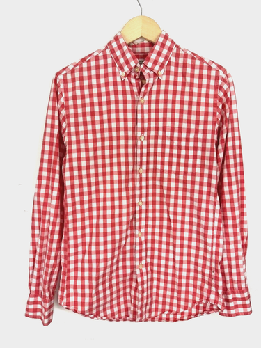 J.Crew Gingham Plaid Check Buttoned Up Shirt Top Red/White Women's Size ...