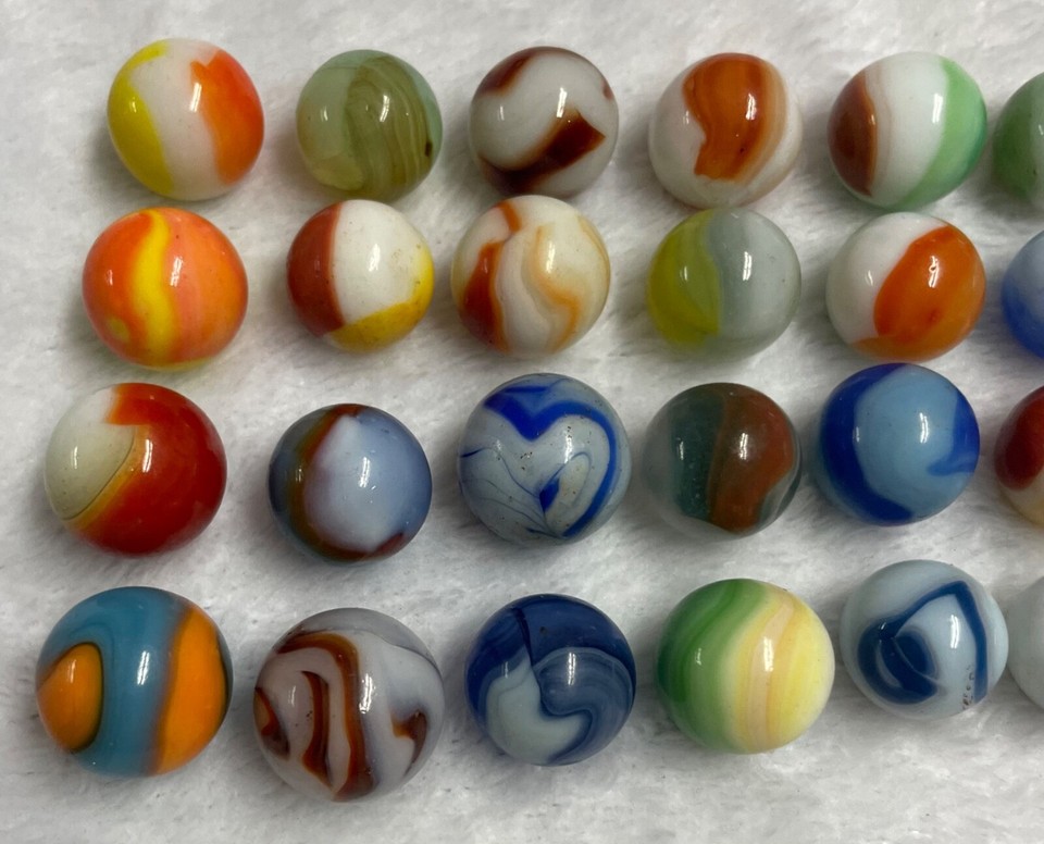 #5 Vintage Lot Of 40 Slag Swirl ? Glass Marbles .62” Range | eBay