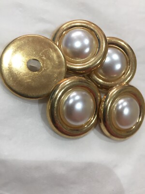 5 Gold Shank Button With Pearl Detail 27mm | eBay