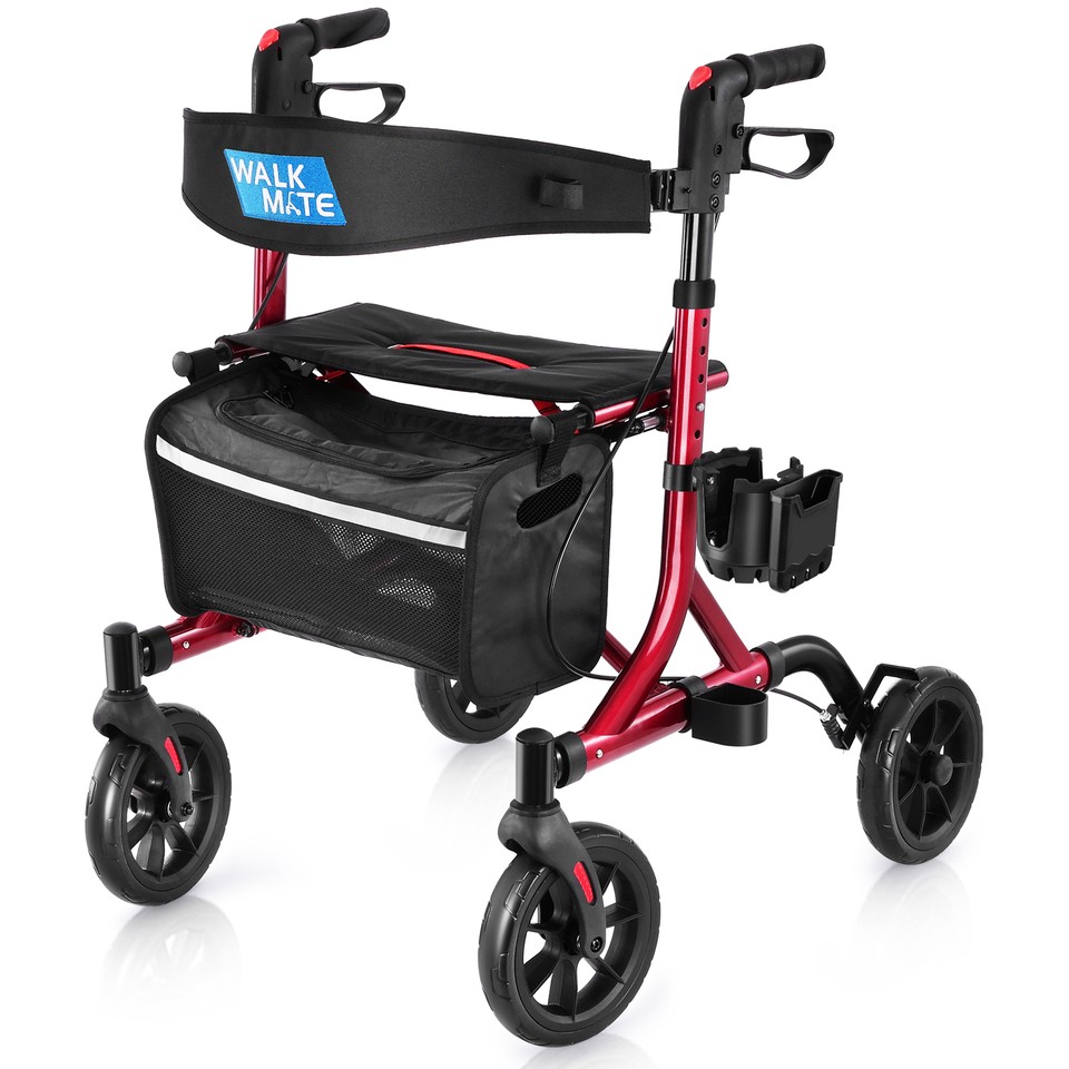 Adjustable Rollator Walker with Seat Folding Ergonomic Chair 4x8 ...