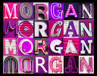 MORGAN Name Poster featuring photos of PINK & PURPLE sign letters | eBay