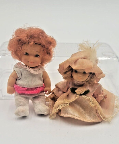 2 Vtg 3" dolls. 1989 M.I.I. Meritus Vinyl Baby doll. Jointed porcelain ...