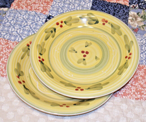 Tabletops Gallery Dessert Plate 7" Country Berry Yellow w/ Green & Red ...