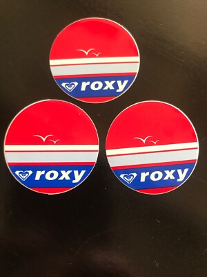 Roxy Circle Sticker Set Of 3 - Retro - Rare - 1.5” - Red Blue White ...