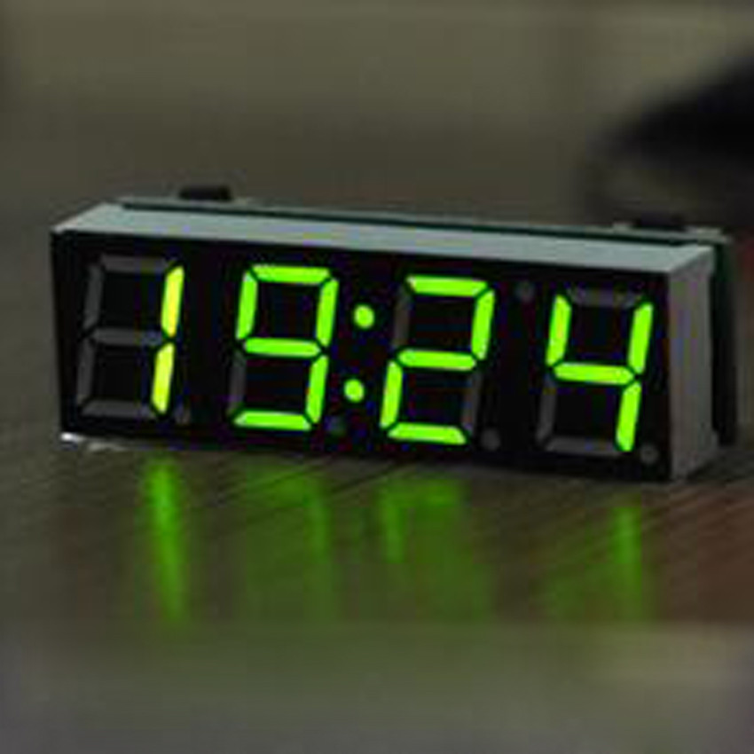 12V Digital Clock Car LED Electronic Clock Time Alarm Voltage ...