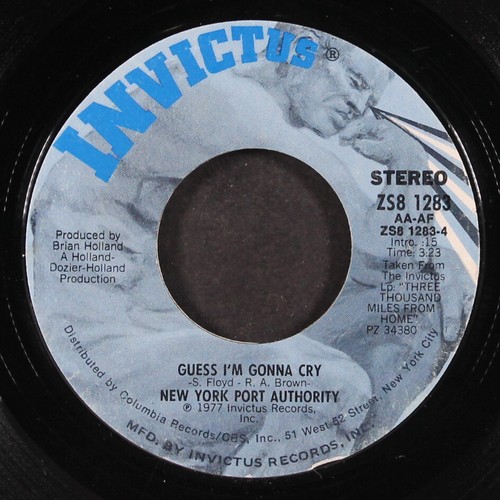 NEW YORK PORT AUTHORITY: guess i'm gonna cry INVICTUS 7" Single 45 RPM ...