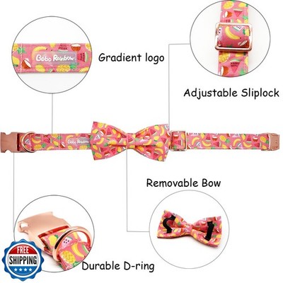 Bobo Rainbow Dog Collar, Summer Fruit Print Adjustable Dog Bow Collar ...