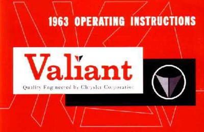 1963 Plymouth Valiant Owners Manual User Guide Reference Operator Book ...