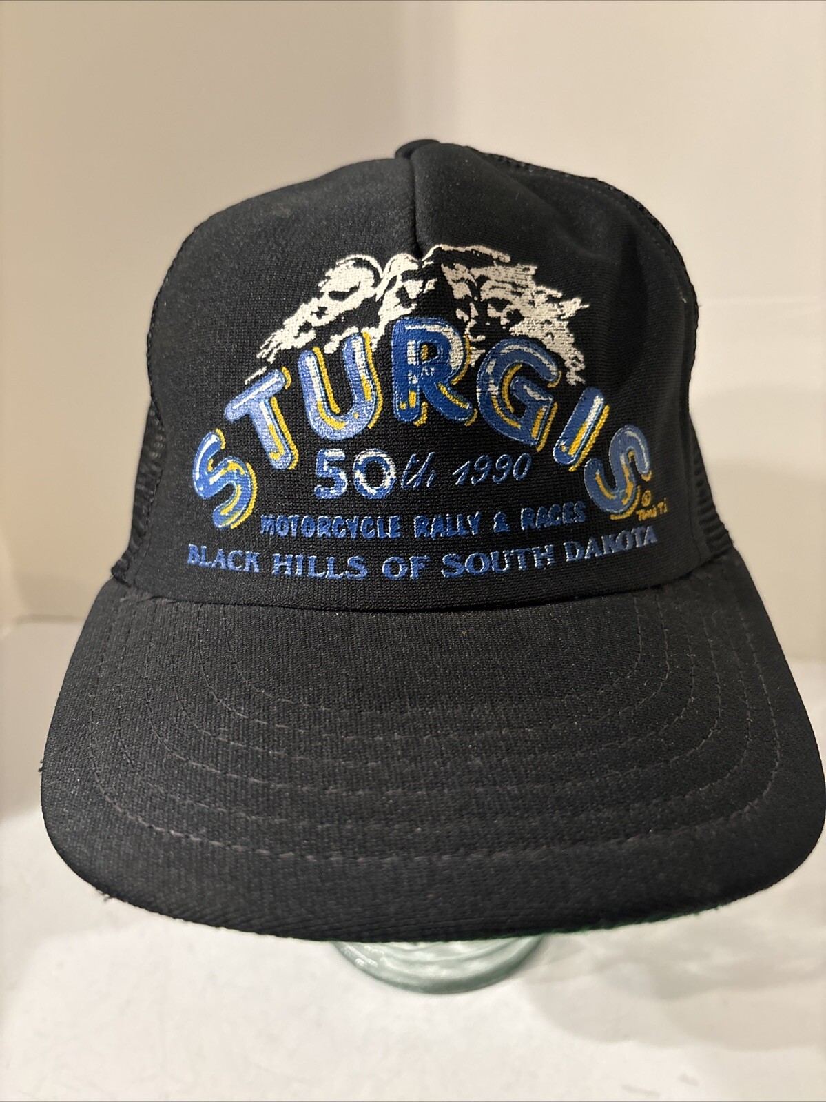 VTG 1990 Sturgis 50th Motorcycle Rally & Races Hat Sn… - Gem