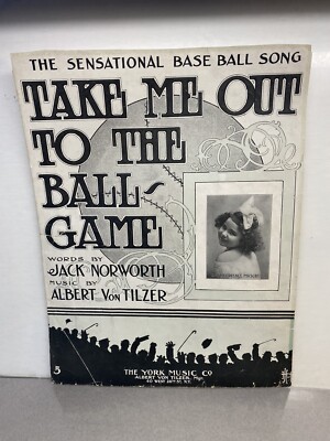 Antique 1908 Take Me Out to the Ballgame Baseball Sheet Music Cover ...