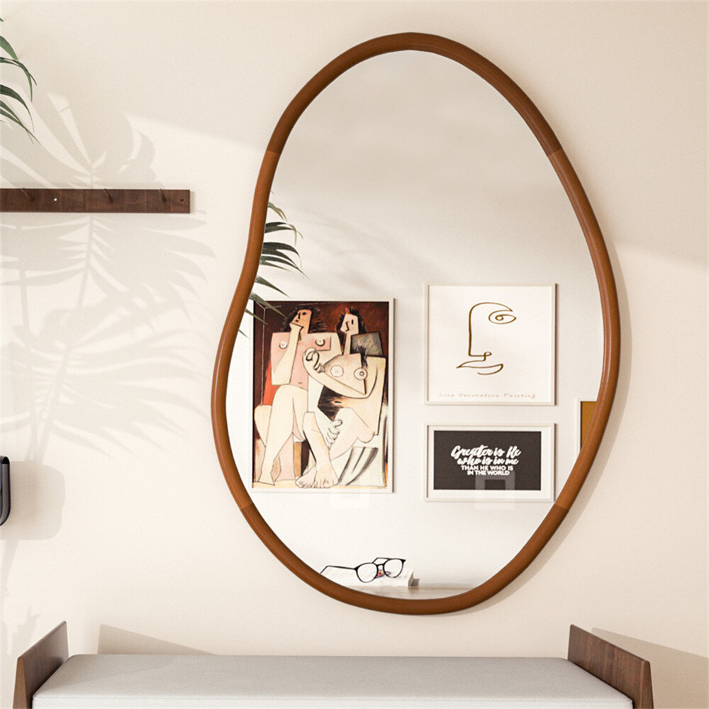 Large Irregular Wooden Framed Wall Mirror Asymmetrical Unique Hanging ...