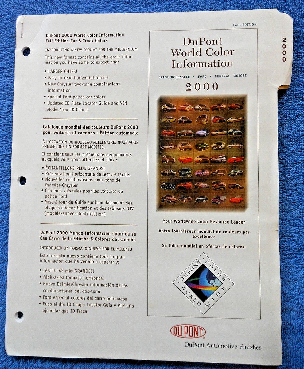 Dupont Automotive Color Chart Chrysler Paint Chart Color Reference