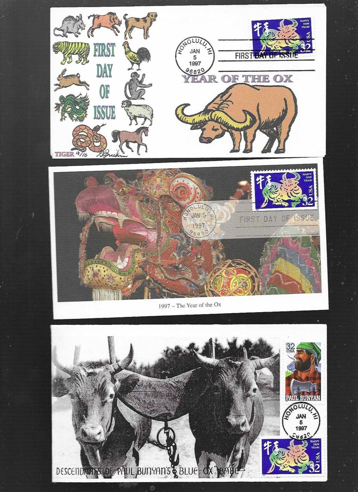 US FDC FIRST DAY COVERS LUNAR NEW YEAR OF THE OX 1997 LOT OF 15 | eBay