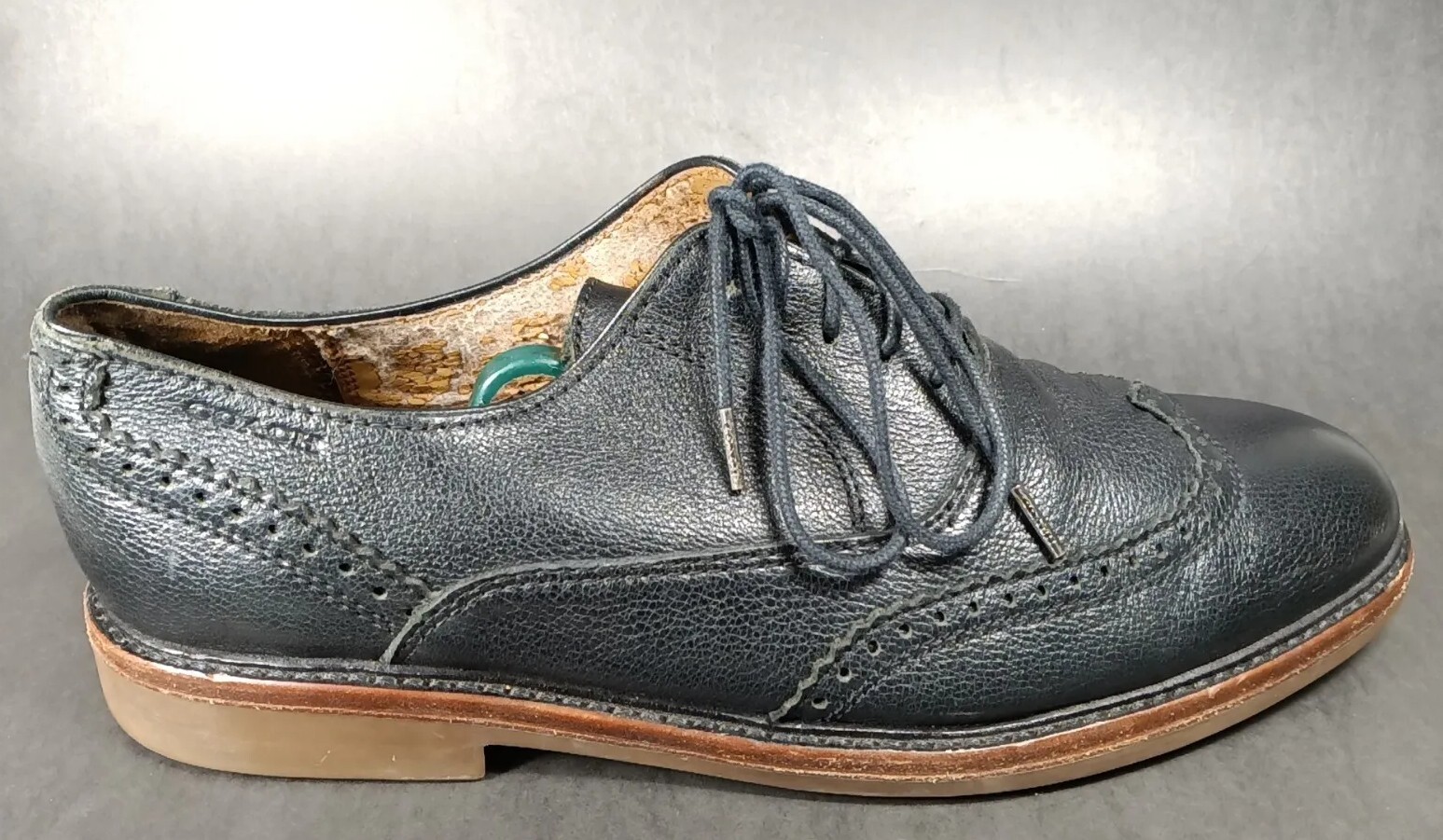 Men's Coach Black Leather Wing Tip Oxfords Size 11.5 - Gem