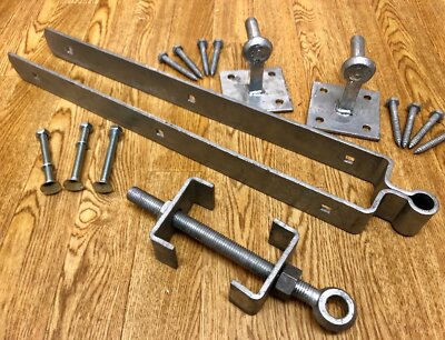 24" (600mm) FIELD GATE HINGE SET HEAVY DUTY GALVANISED STEEL FARM ...