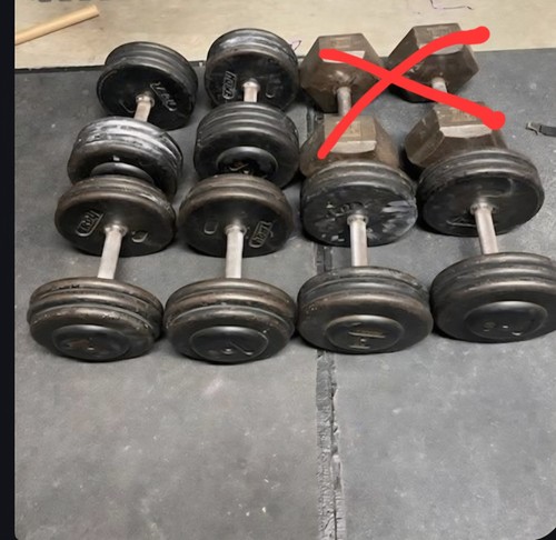 TROY BARBELL & FITNESS PRO DUMBBELL SET: 60 LB, 65 LB, 85 LB; FEDEX S/H ...