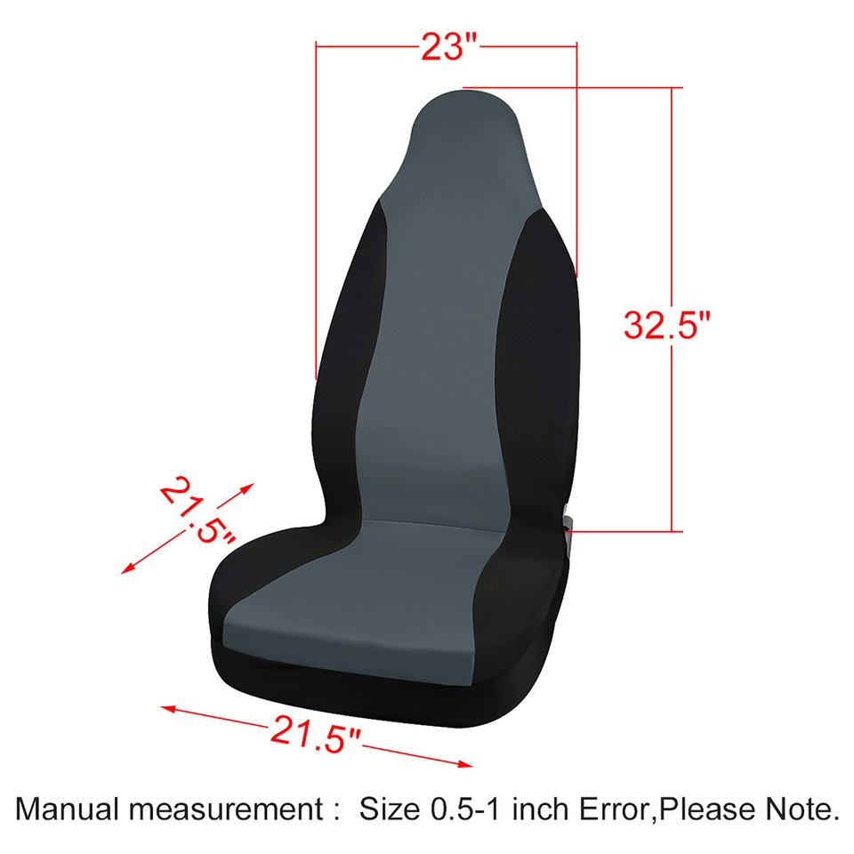ONE Gray Black Front High Back Bucket Seat Cover fit for Most Auto Car ...