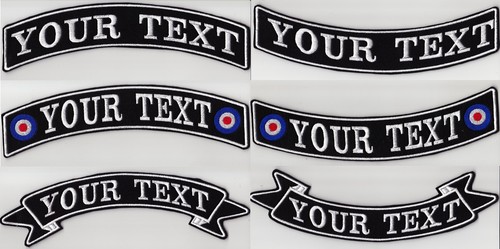 LARGE CUSTOM BACK ROCKER RIBBON PATCHES 11 1/2" PERSONALISED BIKER ...